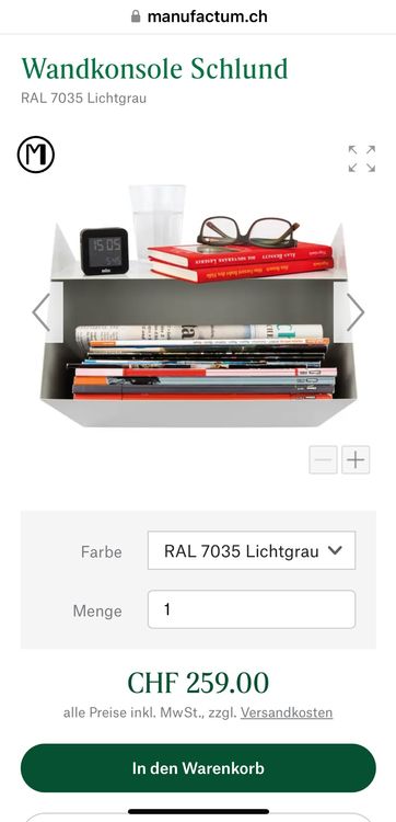 Wandkonsole Schlund (Neu (gemäss Beschreibung)) in Zürich für CHF 75 ...