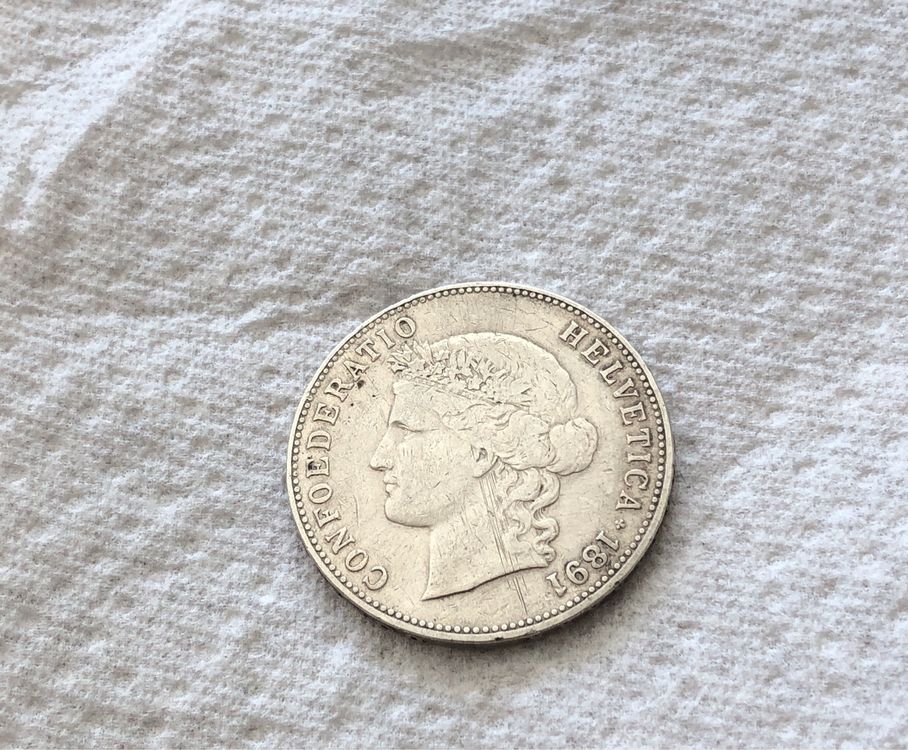 5 Franken Schweiz, 1891, Silber (Gebraucht) in Arvigo für CHF 980 – mit Lieferung auf Ricardo kaufen