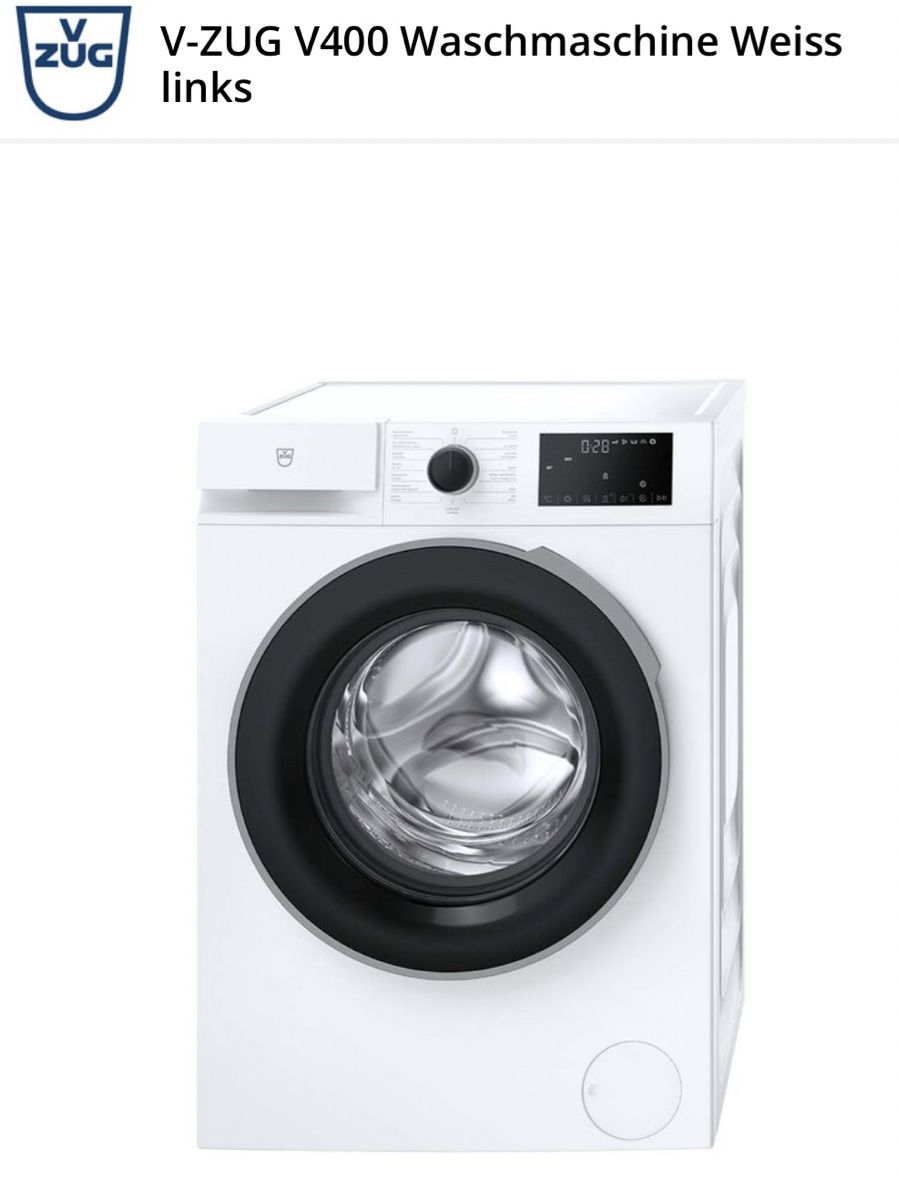V-ZUG V400 Waschmaschine Weiss links 9,kg Fassungsvermögen (Neu und ...