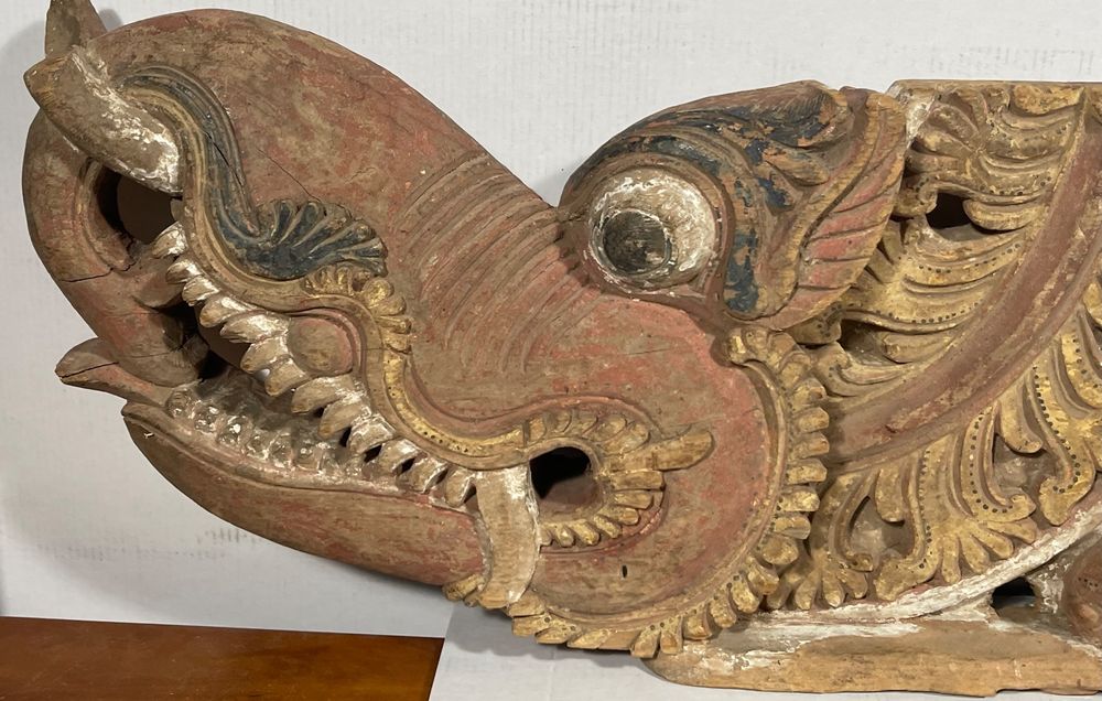 Antike Asiatische Holz Schnitzerei von zwei Drachen Gesta | Kaufen auf ...