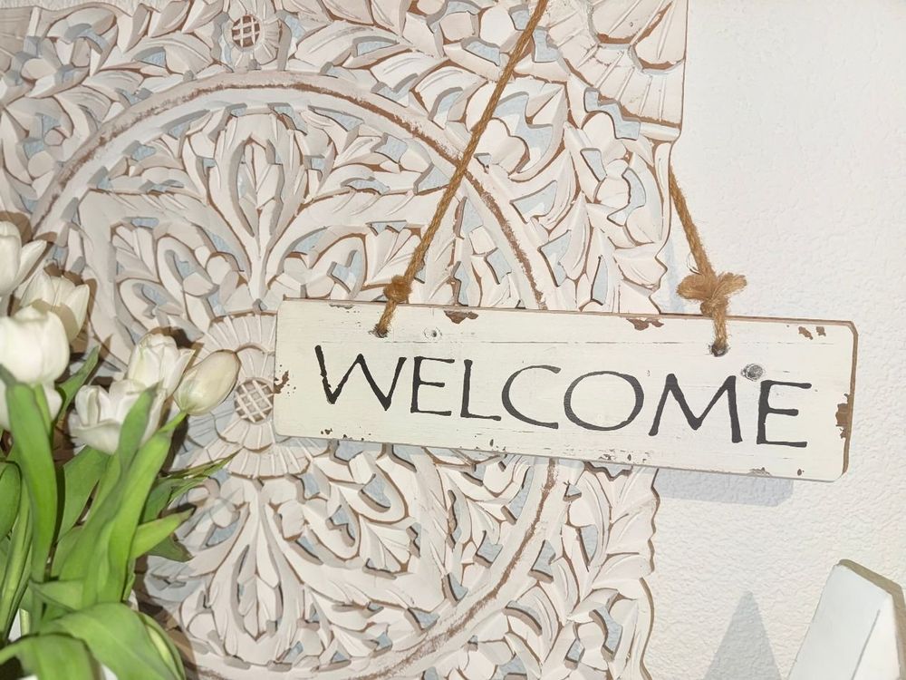 🏡🤍 WELCOME Holzschild im Shabby Chic Vintage Stil🏡🤍 (Neu (gemäss ...