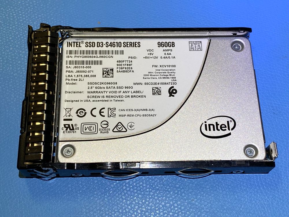 Intel 960GB SSD 6gbps D3-S4610 Enterprise DC + HP Caddy, n>1 (Gebraucht ...