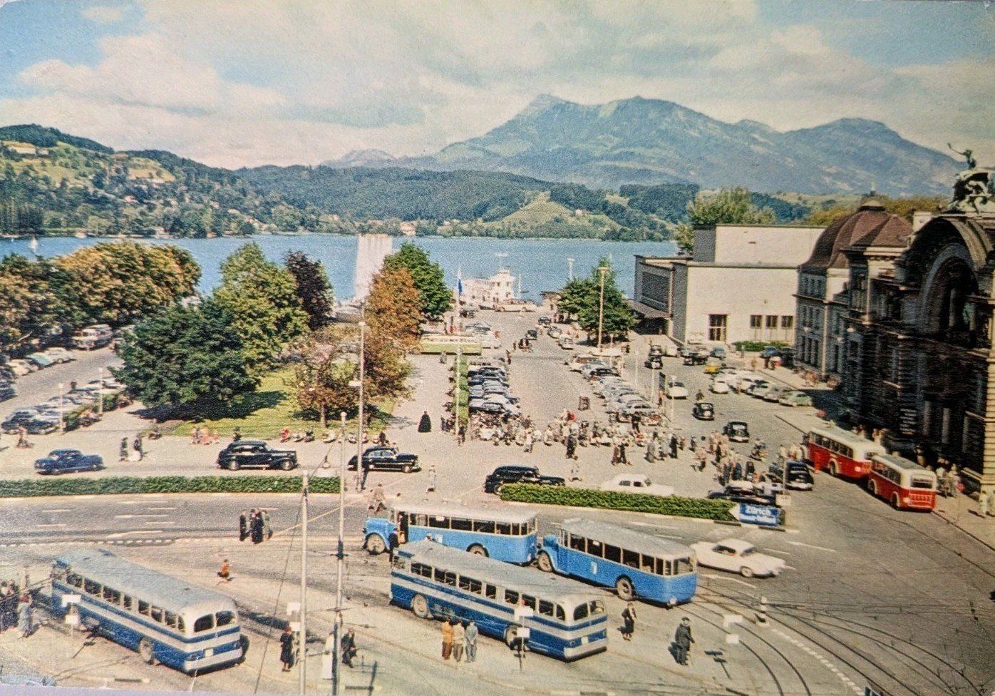 Luzern Bahnhof Platz Trollebus Saurer Bus SS20 Anhänger etc. (Gebraucht ...