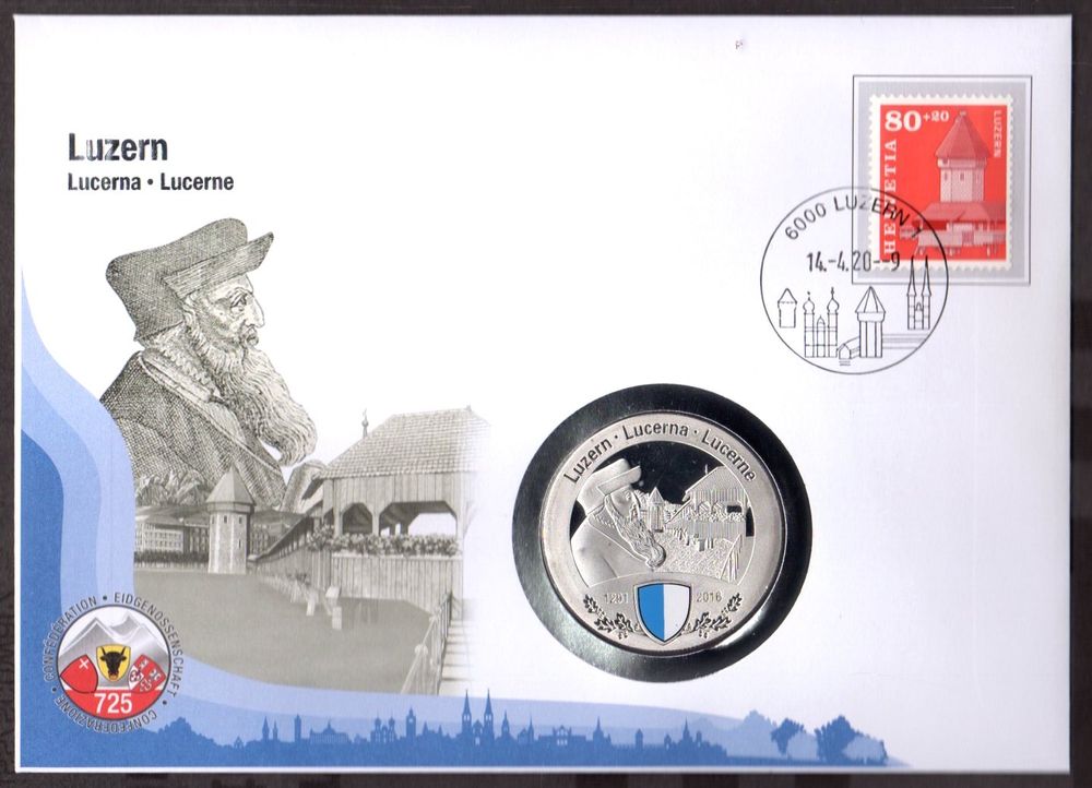 Numis, Luzern, 725 Jahre Schweiz, top-Farb-Medaille (Neu (gemäss ...