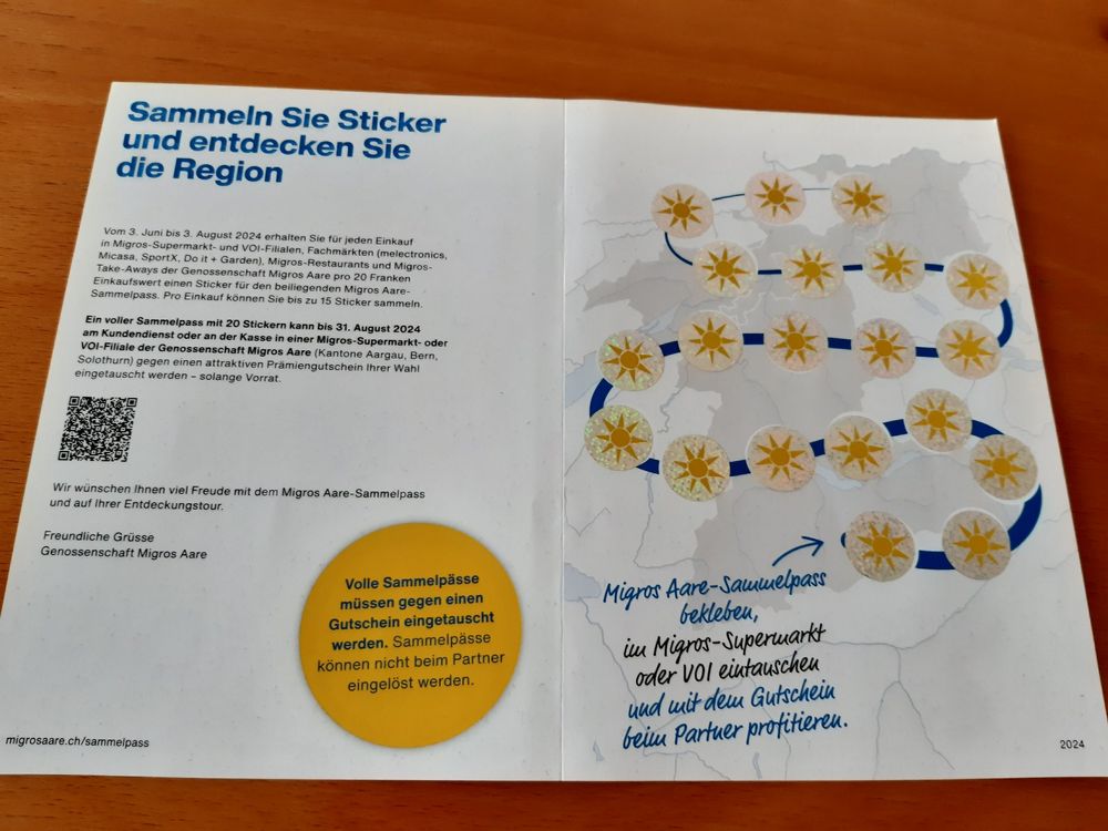 Migros Aare Sammelpass Sticker, volle Karte (Neu (gemäss Beschreibung)) in Unterentfelden für ...