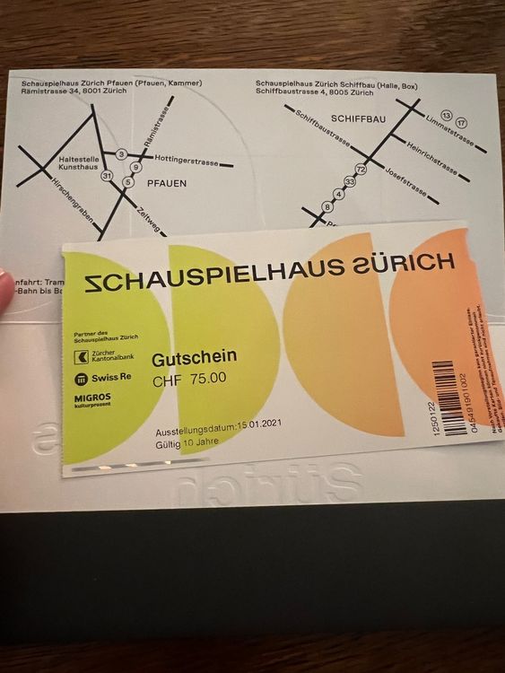 Gutschein Schauspielhaus Zürich 75 CHF (Neu (gemäss Beschreibung)) in Zürich für CHF 40 – mit ...