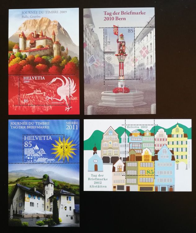 4 Sonderblöcke Tag der Briefmarke 2009/2010/2011/2012 ** | Kaufen auf ...