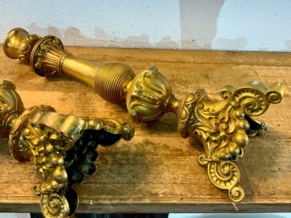JUGENDSTIL 2 KERZENHALTER BRONZE FEUER VERGOLDET FRANCE,1900 (Gebraucht) in Biglen für CHF 161 ...