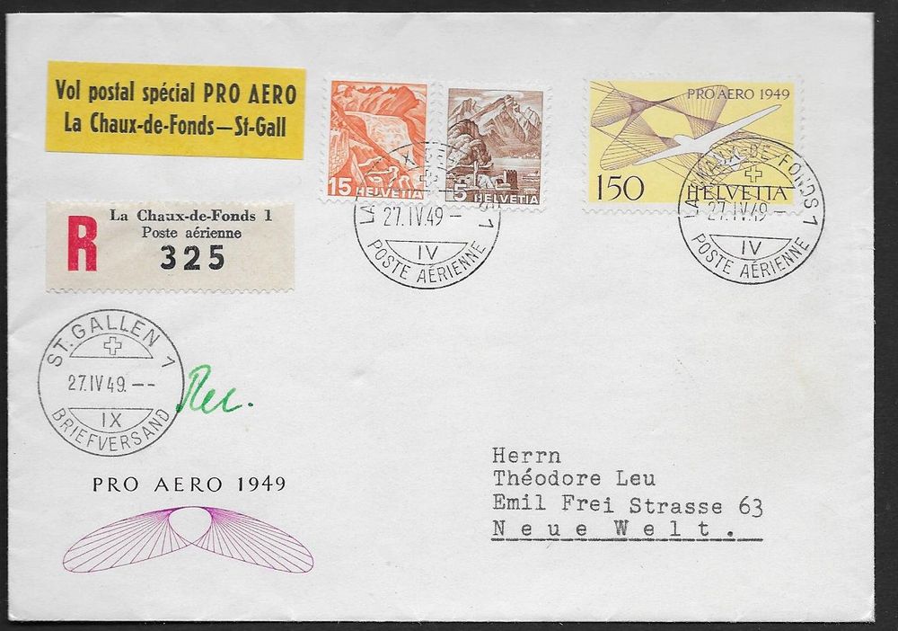 1949 AERO CHARGE illust. F45+Zusatzfr. CH-de-Fon - SG ab 1.- | Kaufen ...