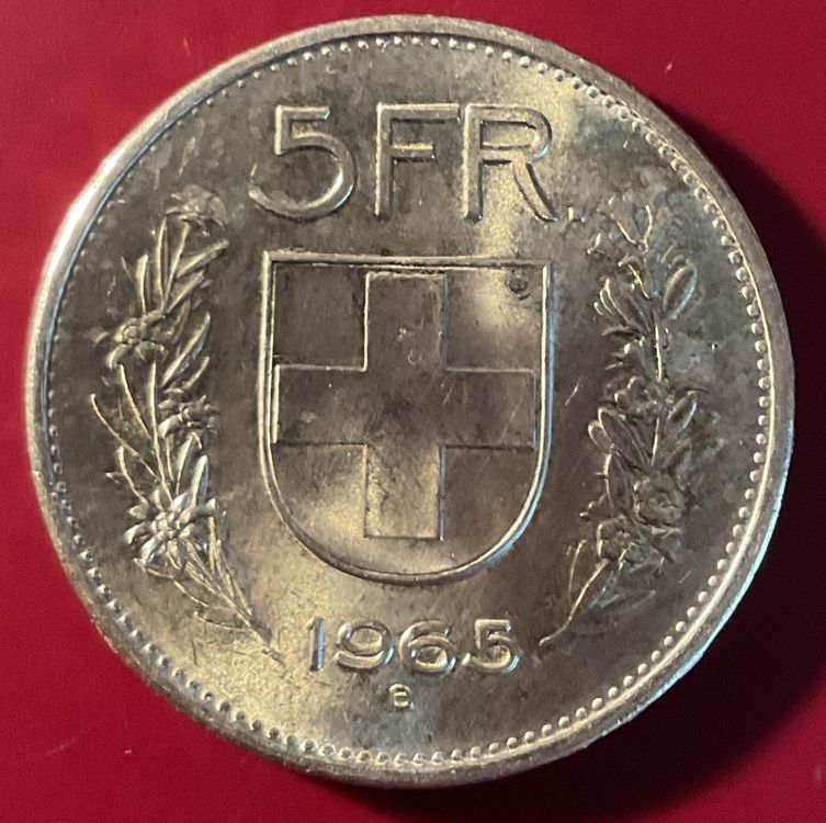 Silbermünze 5 Franken, Jahrgang 1965 (Gebraucht) in Luzern für CHF 10 – mit Lieferung auf ...