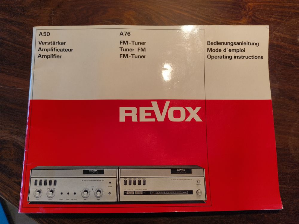 Revox Studer A50 Verstärker A76 Tuner Bedienungsanleitung (Gebraucht) in stettlen für CHF 15 ...