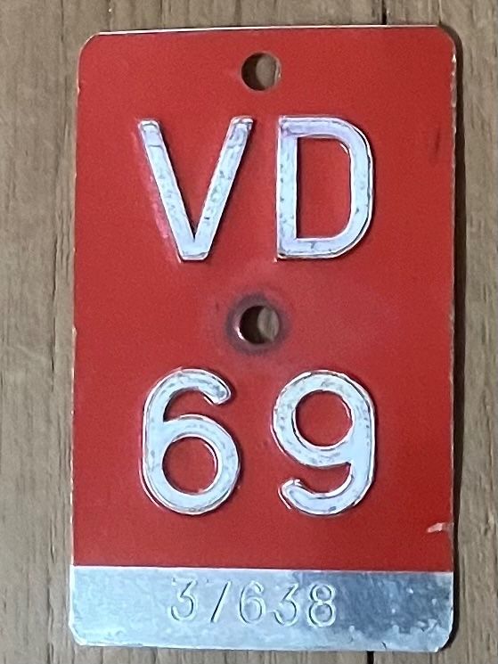 VD 69 - PLAQUE DE VELO - VELONUMMER - FAHRRADSCHILD - VD 69 (Gebraucht ...