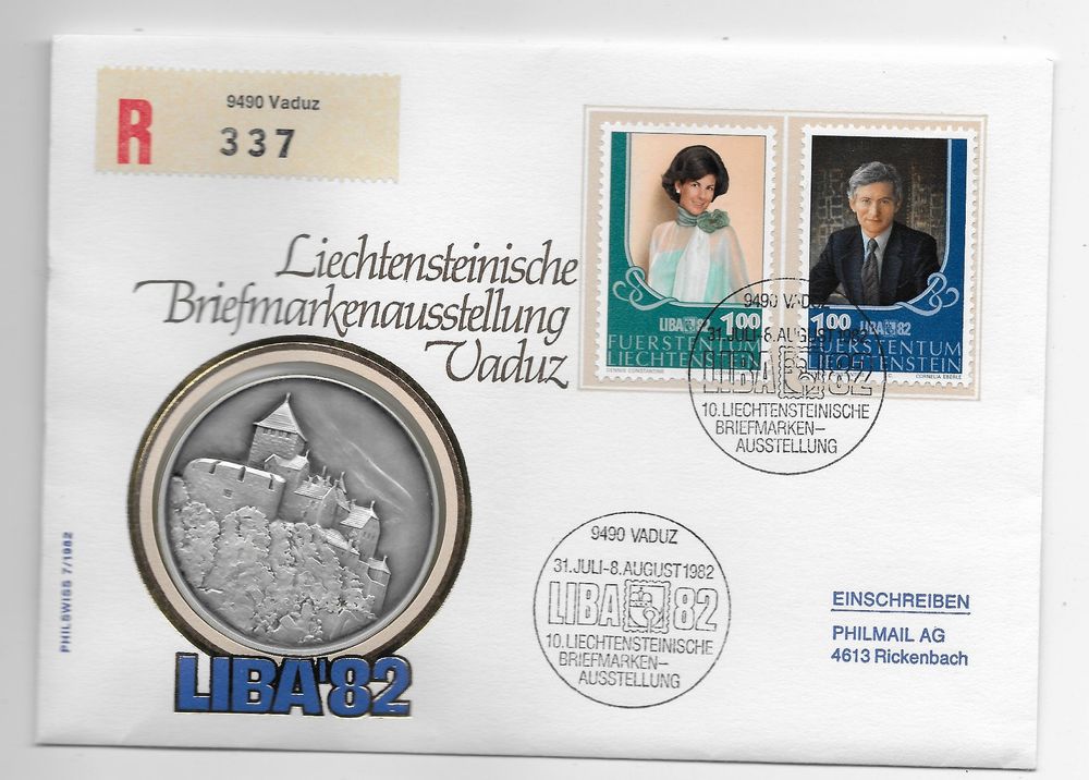 Münzbrief FL, Briefmarkenausstellung LIBA 1982 Vaduz (Neu (gemäss Beschreibung)) in Hefenhofen ...