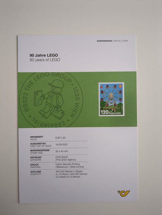90 Jahre LEGO Stamp - Explanatory Sheet (Post AT) (Neu (gemäss ...