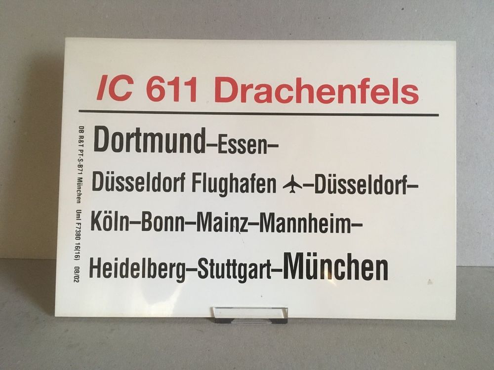 🟡 DB Schild IC611 Drachenfels Düsseldorf Mannheim München (Gebraucht) in Wallisellen für CHF 2.5 ...