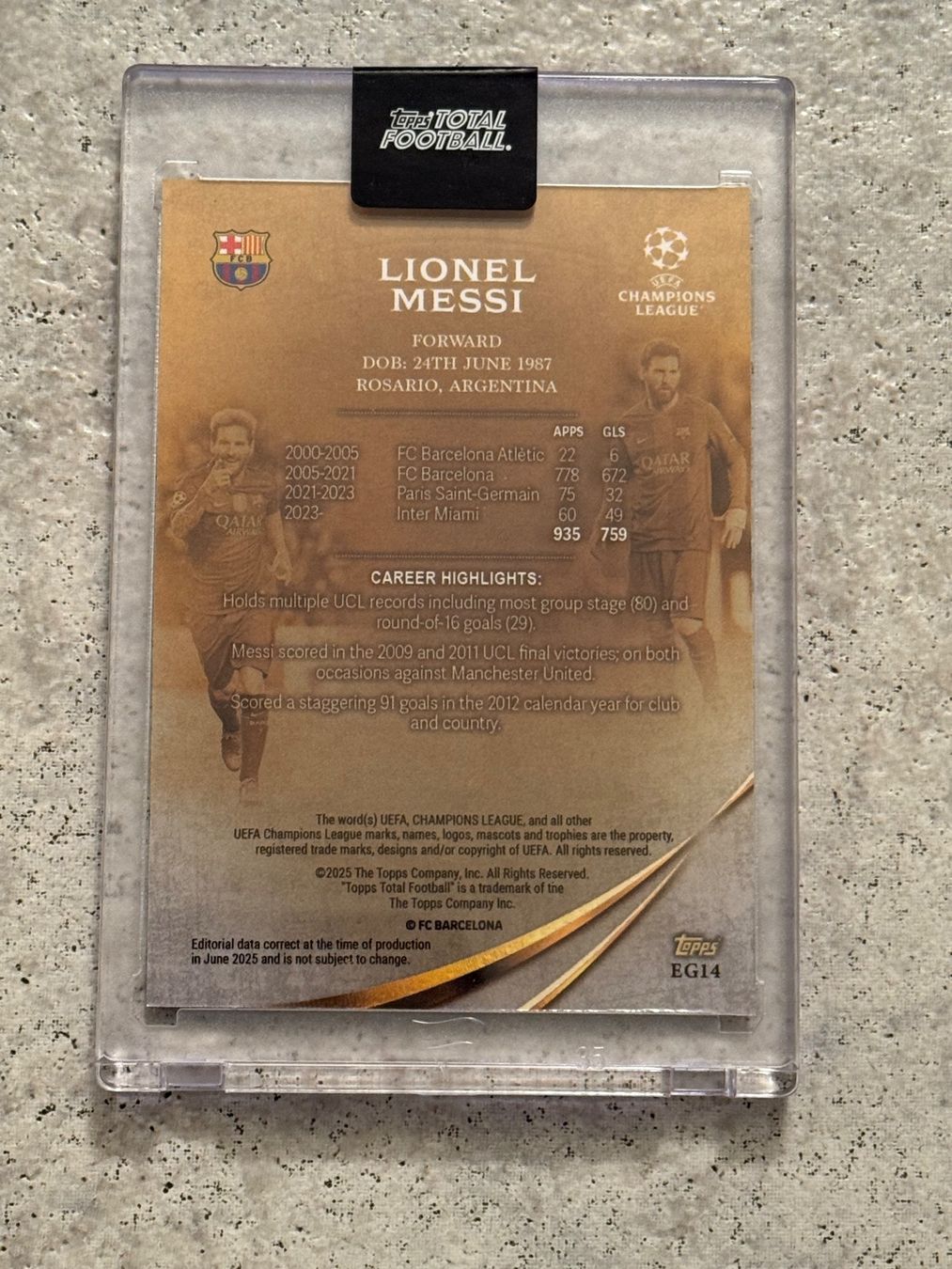 Lionel Messi 92/99 - Eternal Gold - Topps Total Football (Gebraucht) in ...
