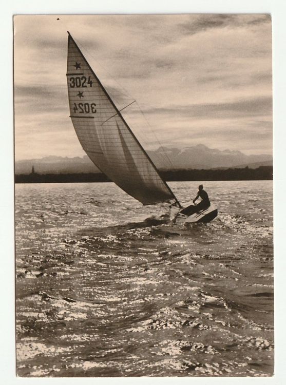 Segelboot Postkarte vom Bodensee, 1957 Rarität! (Gebraucht) in St ...