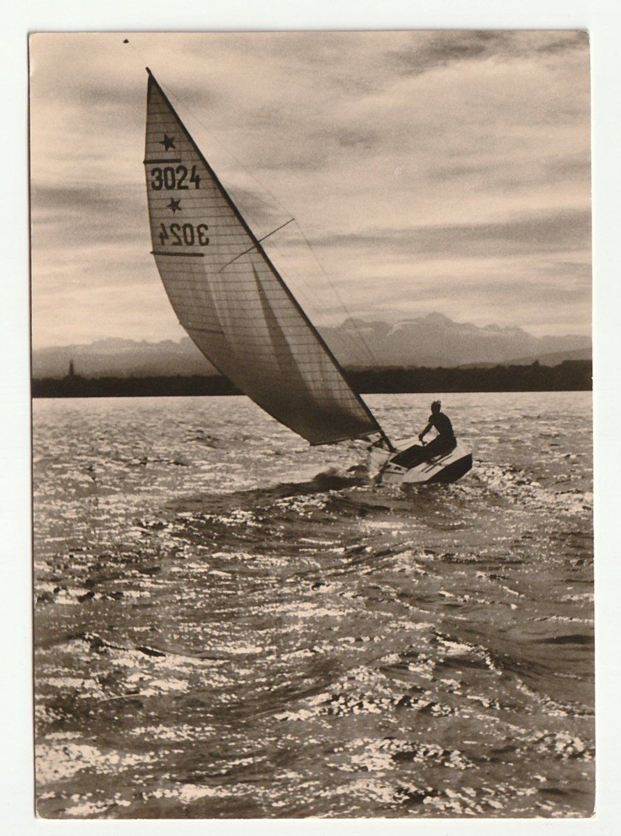 Segelboot Postkarte vom Bodensee, 1957 Rarität! (Gebraucht) in St ...