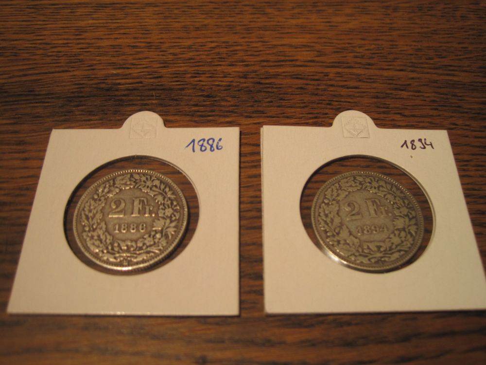 2 x 2 Franken 1886-1894 s-ss (Gebraucht) in Möhlin für CHF 12 – mit Lieferung auf Ricardo kaufen