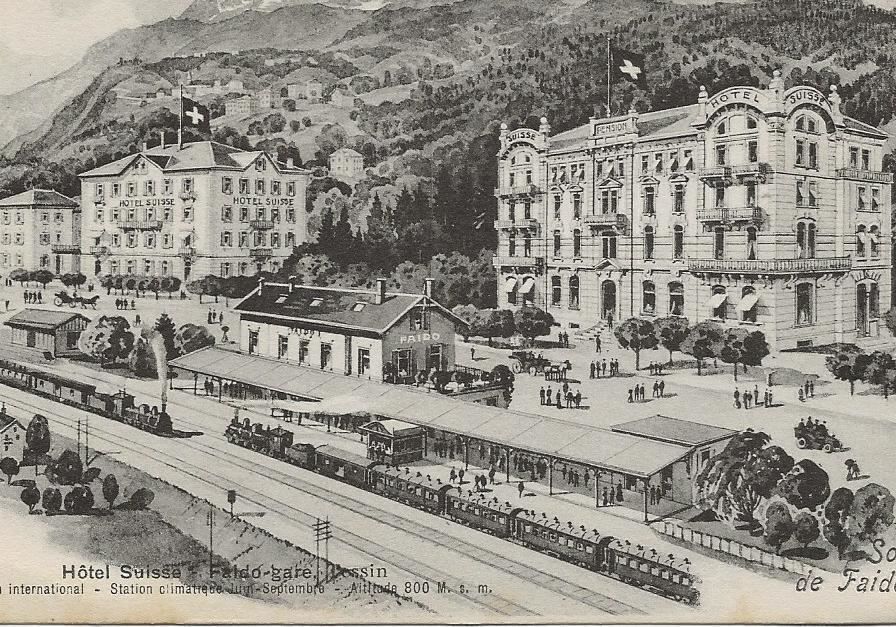 Faido TI Bahnhof 2 Gotthard Dampflok Hotel Suisse ca.1920 | Kaufen auf ...