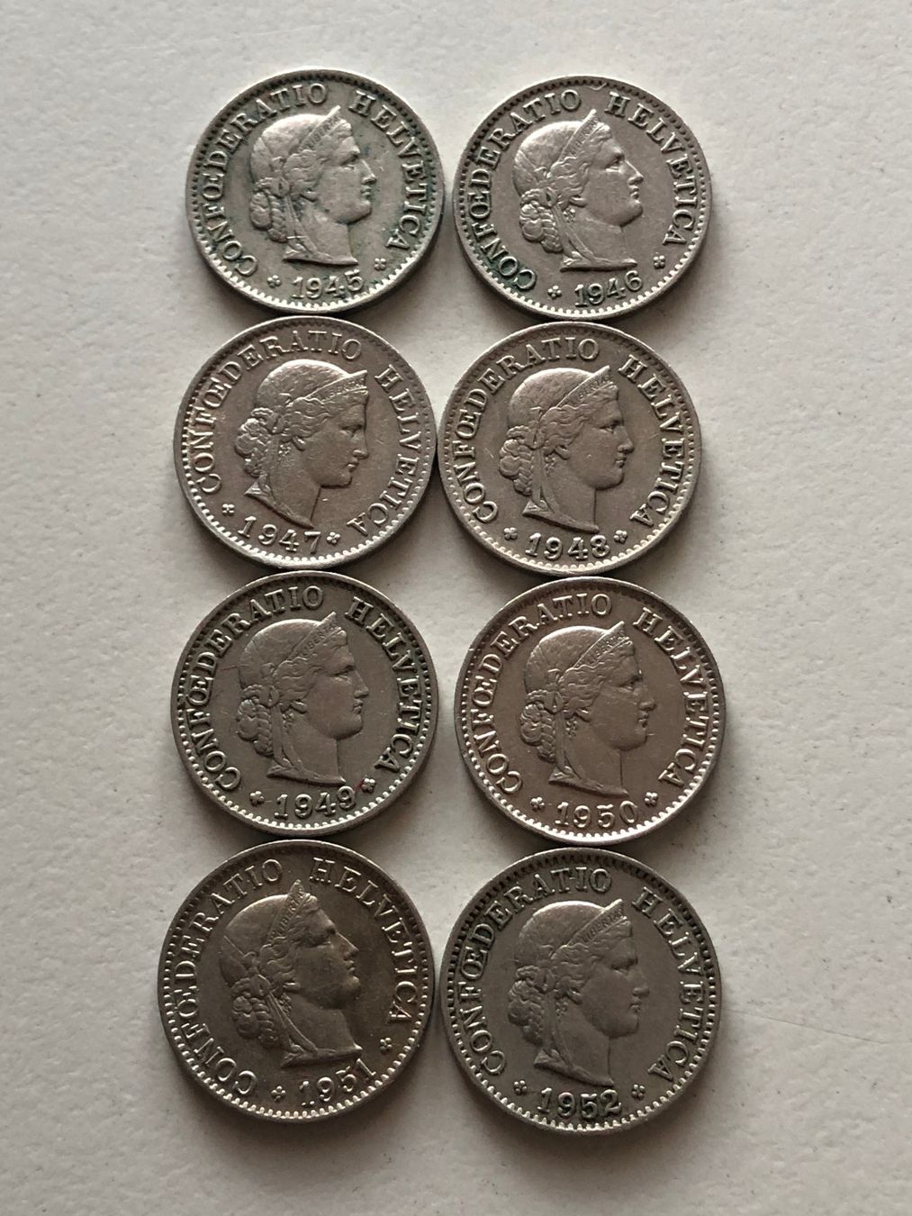 Lot mit 8 Stk. 5 Rp. 1945/46/47/48/49/50/51/52 (Gebraucht) in Schötz ...