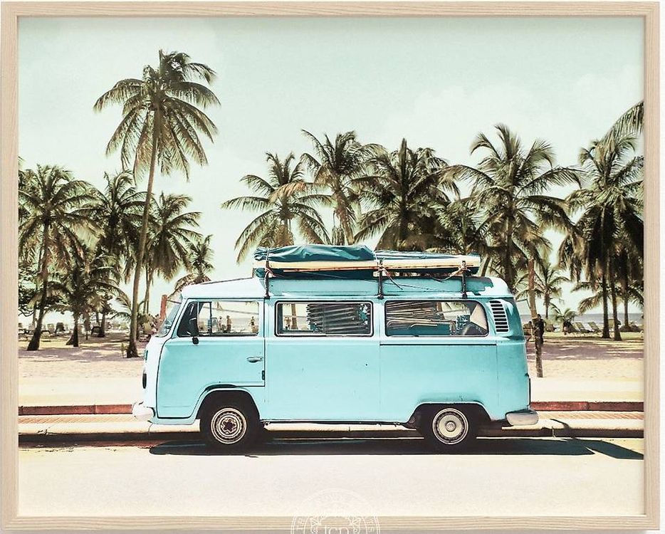 Bild mit VW Bus und Palmen (ohne Rahmen) (Gebraucht) in Luzern für CHF 1 – nur Abholung auf ...