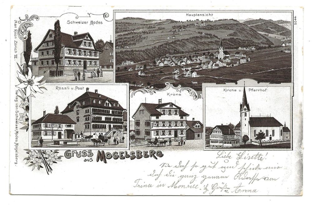 Gruss Aus Mogelsberg Sg Rössli Krone Post Litho 1902 Kaufen