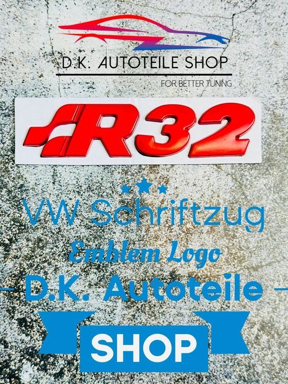 VW R32 Emblem Schriftzug Logo aus Metall NEU in Rotmatt | Acheter sur ...