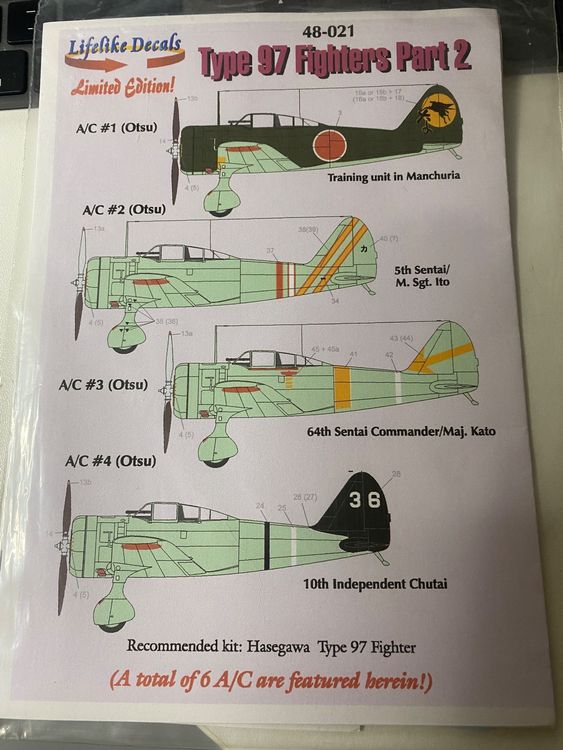 1/48 NAKAJIMA KI-27 DECALS (Gebraucht) in MÜHLEDORF/SO für CHF 6.5 ...