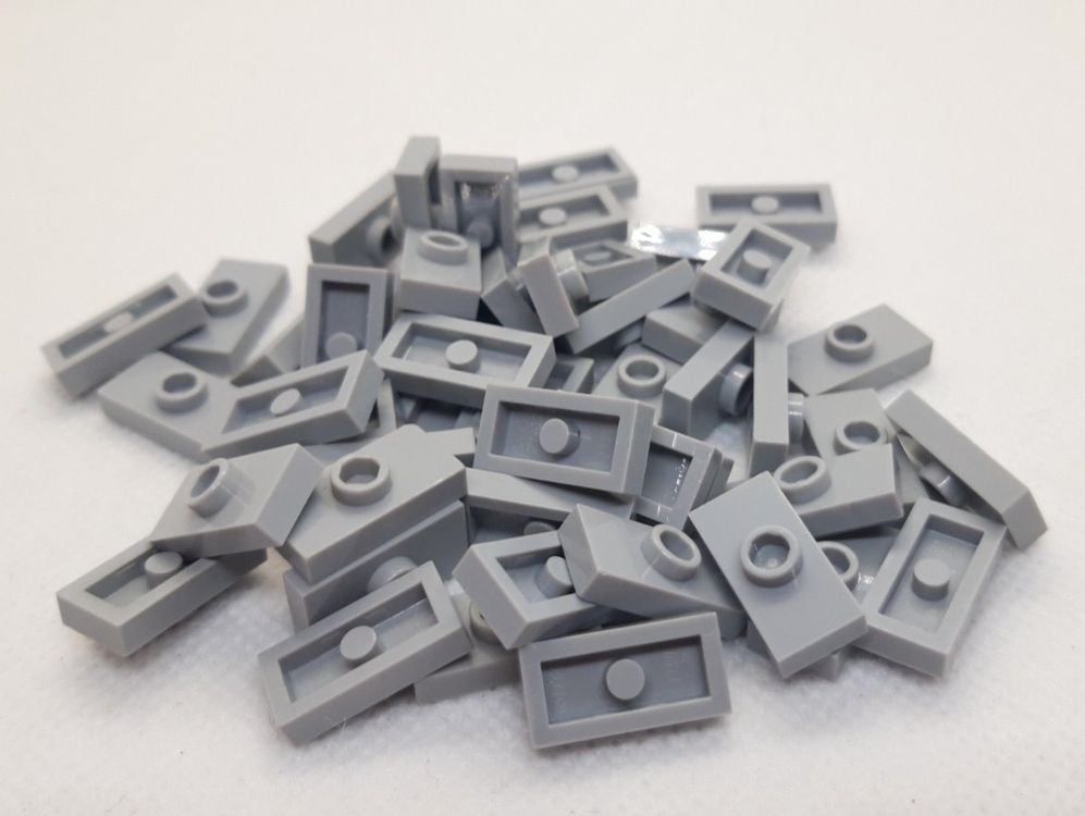 Lego 50 Stk. Plate 1x2 w. 1 knob (hellgrau) | Kaufen auf Ricardo