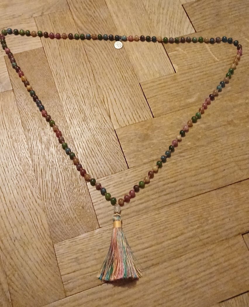 Edle Mala Kette mit bunten Turmalinperlen, Quaste, neu (Neu (gemäss ...