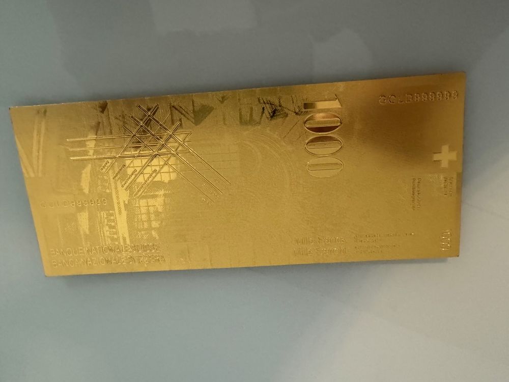 Schweizer Banknote vergoldet 1000.- *Neu | Kaufen auf Ricardo