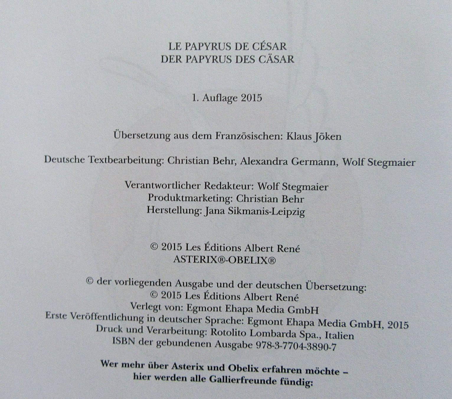 Asterix - Der Papyrus des Cäsar - Comic 1.Auflage 2015 (Gebraucht) in ...
