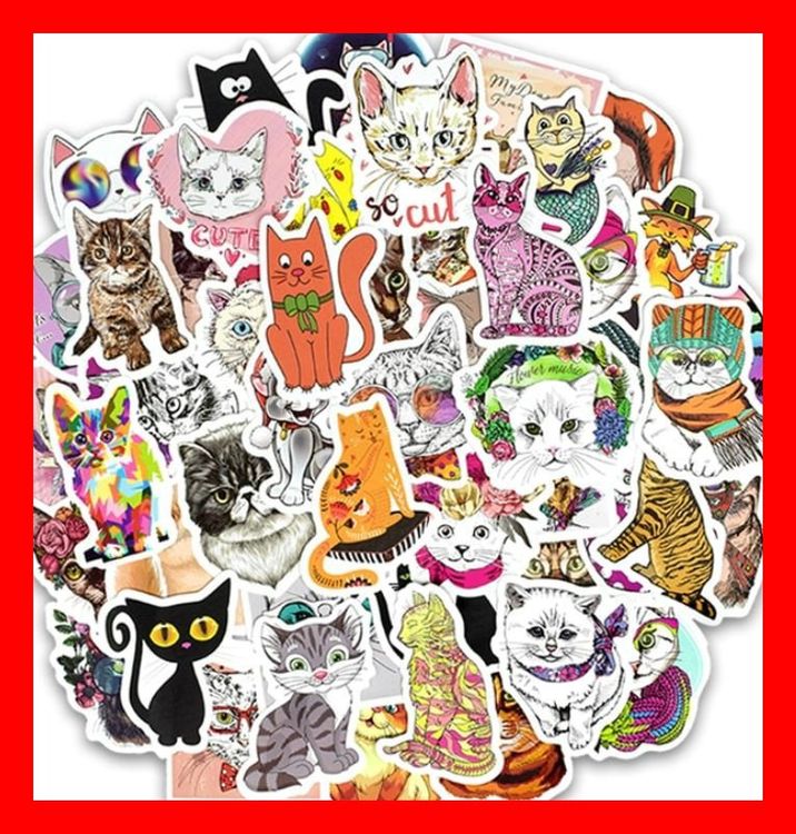 50 tlg Stickerset Katzen Cat chat Aufkleber basteln Deko (Neu und ...