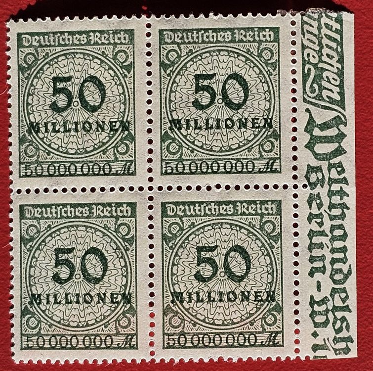 DEUTSCHES REICH INFLATION 50 MILLIONEN VIERERBLOCK 1923** | Kaufen auf Ricardo