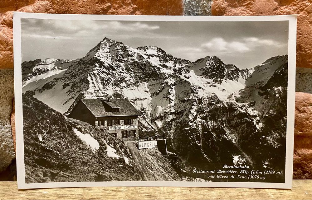 Alte Foto AK Berninabahn Restaurant Belvédère Alp Grüm (Gebraucht) in ...