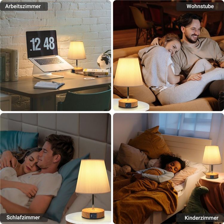 Nachttischlampe Touch Dimmbar mit Ladefunktion USB A+C 2 Stk (Neu und originalverpackt) in ...