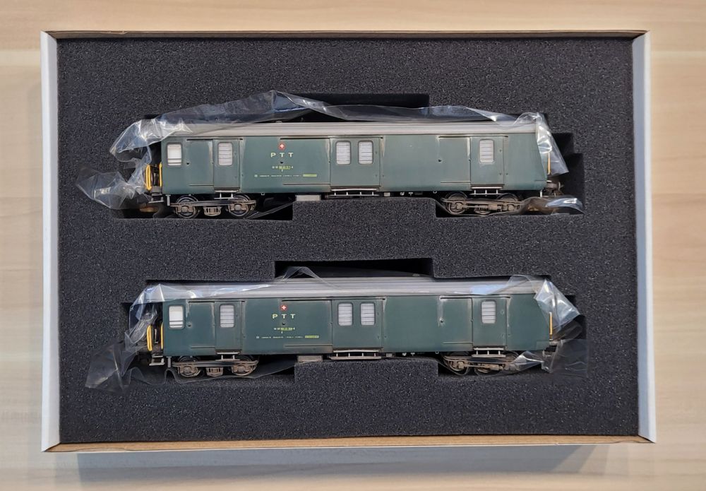 Heris 13050 SBB Postwagen PTT 2-teilig gealtert -> Limitiert (Neu und ...