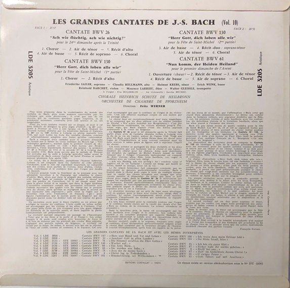 Bach – Kantaten BWV 26, BWV 130, BWV 61 (LP, Fritz Werner) (Gebraucht ...