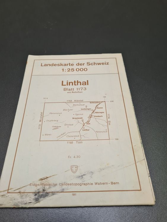 Landkarte Linthal 1961 | Kaufen auf Ricardo