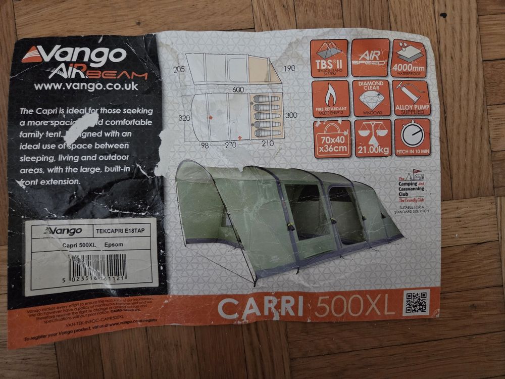 Vango AirBeam Capri 500XL Zelt (5-Personen Zelt) (Defekt) in Chur für ...
