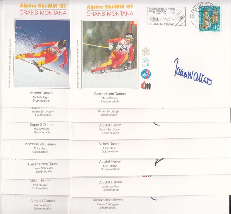 Ski WM Crans Montana '87, Medaillen Schweiz, 14 Briefe (Gebraucht) in ...