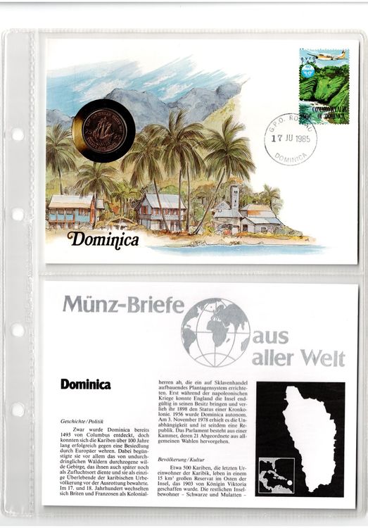 1985 Dominica_Münzbrief mit Beschreibung (Gebraucht) in Hombrechtikon für CHF 0.7 – mit ...