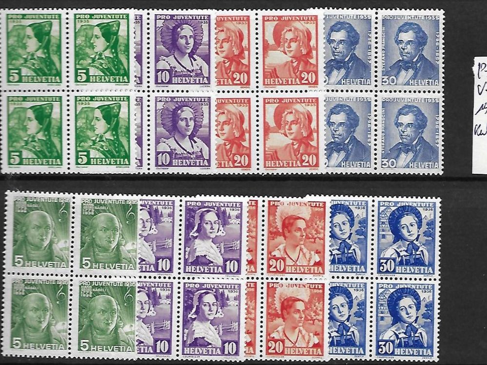 PJ ** Viererbl.1935 + 1936 Kat: CHF 120.- (Neu (gemäss Beschreibung)) in Basel für CHF 8 – mit ...