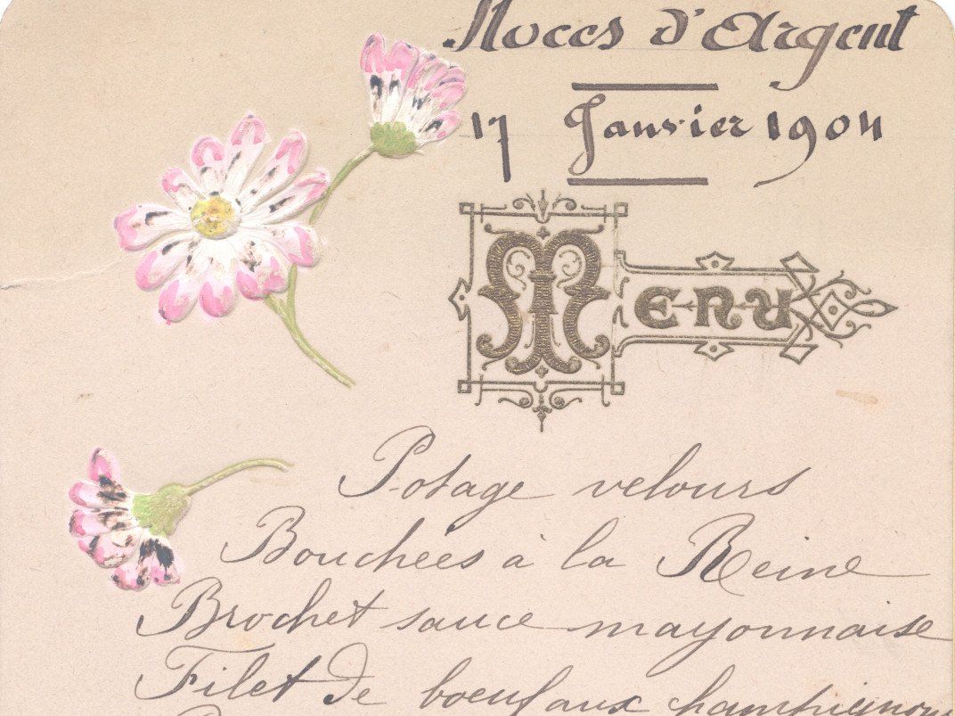 Menu / Speisekarte -Noces d'Argent 1904 (D'occasion) à Biel/Bienne pour ...