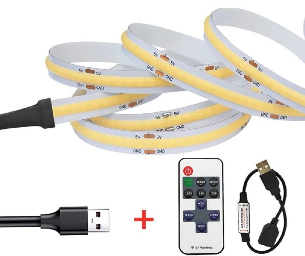 LED Band 10mm USB 5V COB IP20 neutralweiss 2m + Fernbed. (Neu und ...