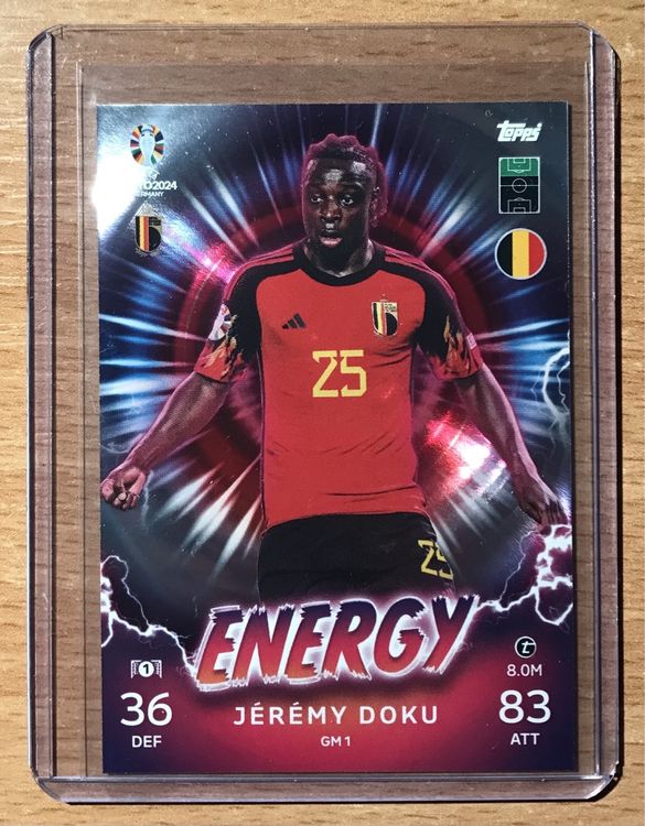TOPPS MATCH ATTAX EURO 2024 ENERGY JEREMY DOKU (Neuf (Voir description ...