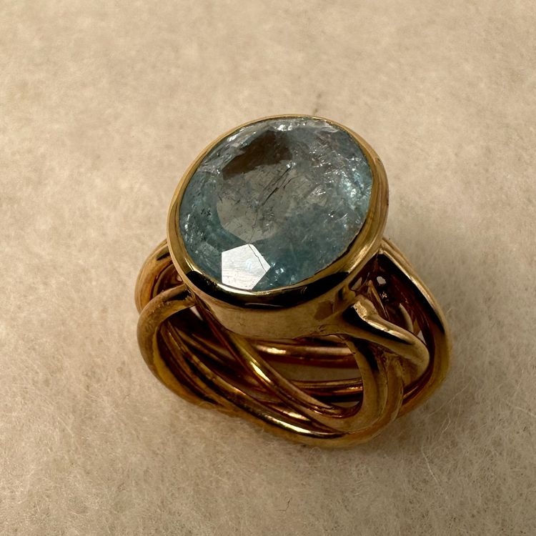 Sterling Silber 925 Unikate Aquamarine Ring Grösse 59 (Neu (gemäss ...