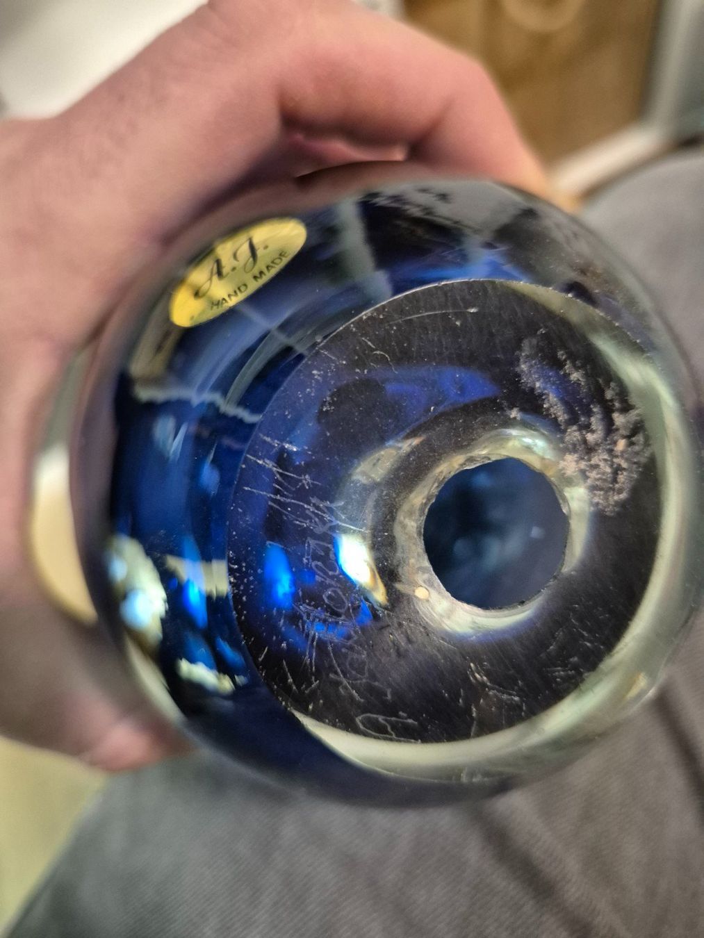 Objet en verre d’art soufflé à la main, signé A. Jabłoński (Neuf (Voir ...