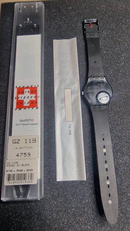 🟥 Swatch GZ119 Rouge sur Blackout – Swiss Art Special Editi (Neu und ...